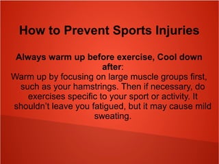 Sports injury prevention tips & treatment | PPT