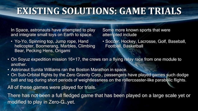 Sports in Zero Gravity | PPT