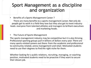 Sports Management.pptx introduction to Sport | PPTX