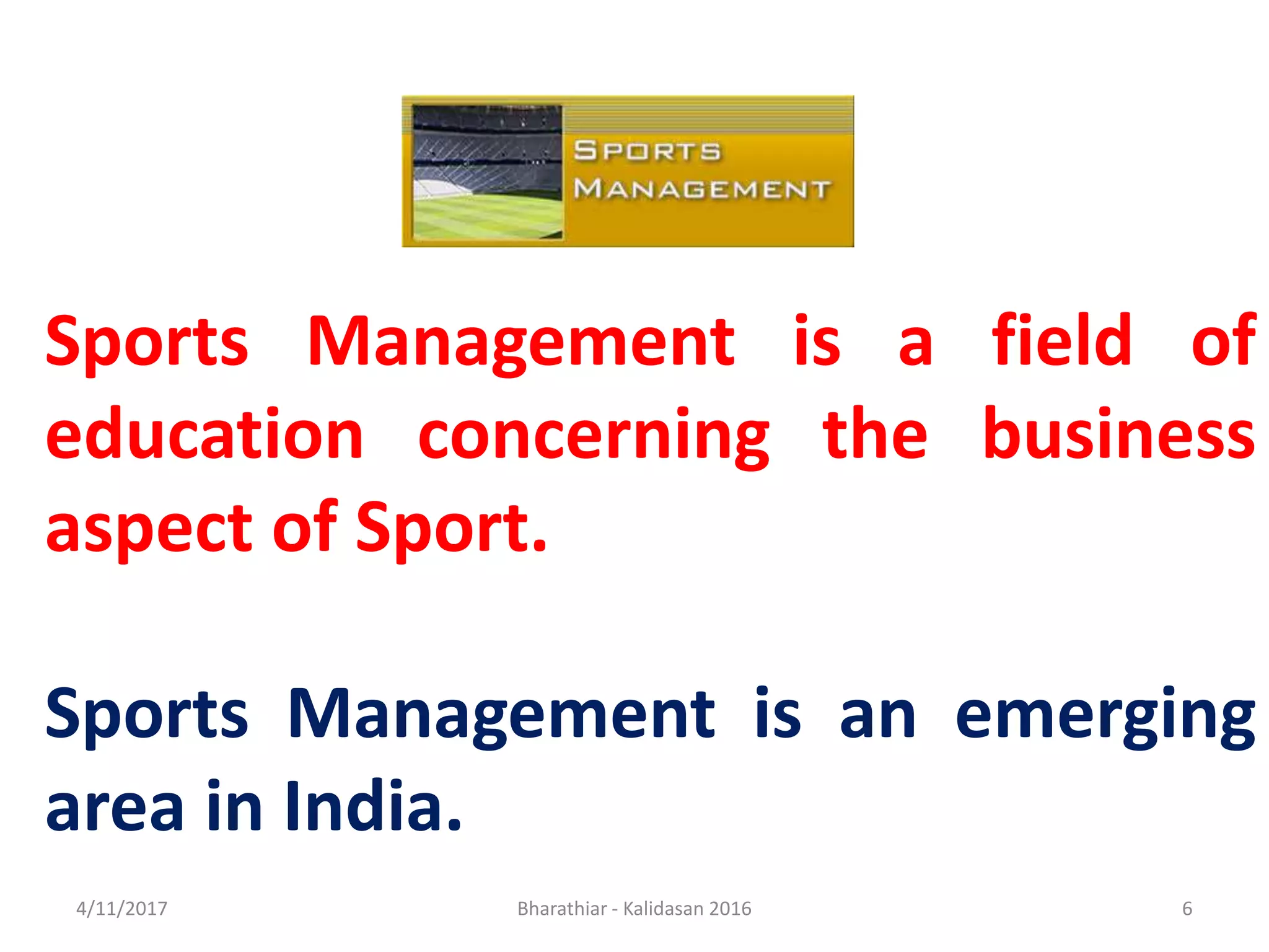 Sports management in india | PPTX