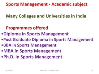 Sports management in india | PPTX
