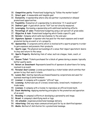 Sports marketing vocabulary | PDF