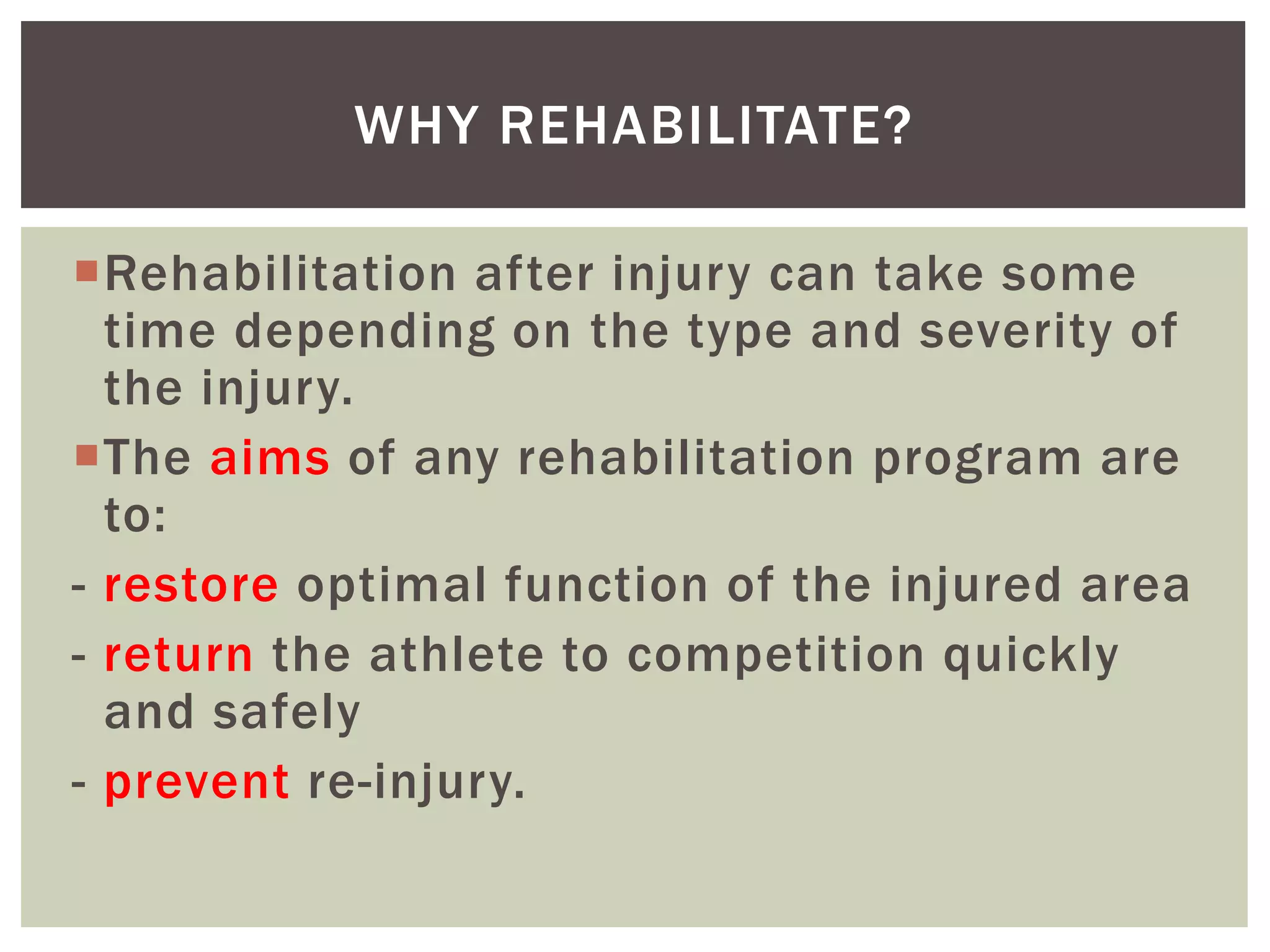 Sports medicine rehabilitation_procedures | PPTX