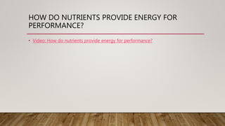 Sports Nutrition (OneNote Assignment) | PPTX