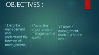 Sports organization and management demo teaching 2 nd cot | PPTX