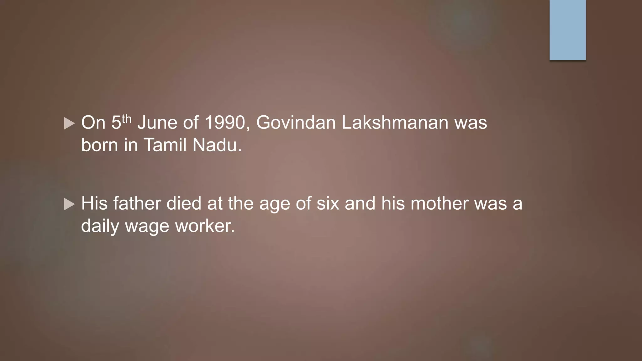 Sports person in india govindan lakshmanan | PPT