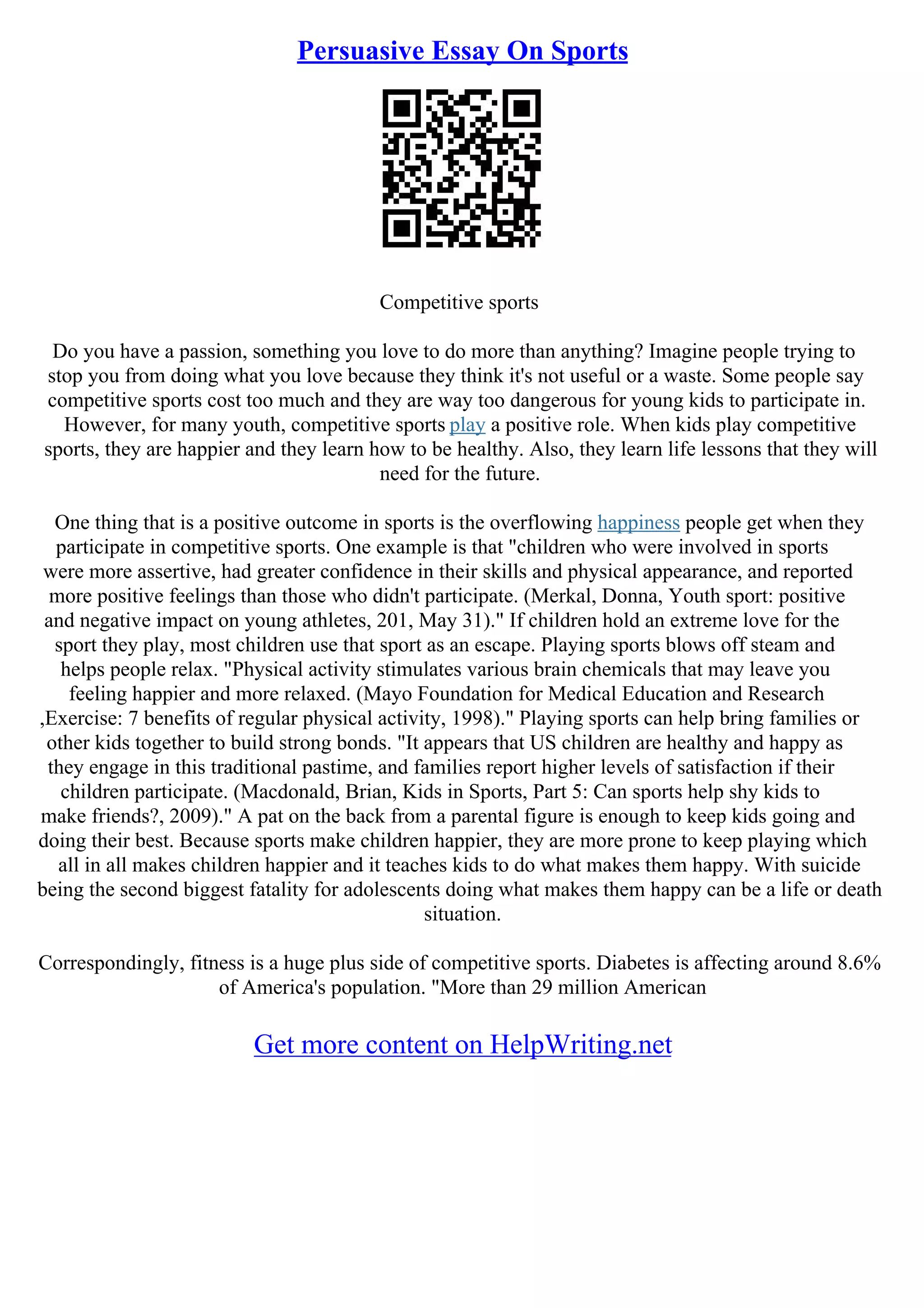 Sports Persuasive Essay | PDF