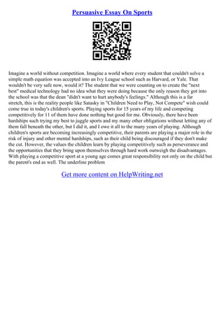 Sports Persuasive Essay | PDF