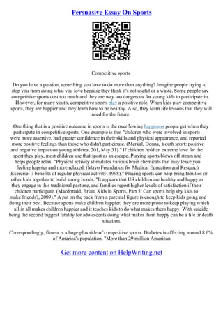 Sports Persuasive Essay | PDF