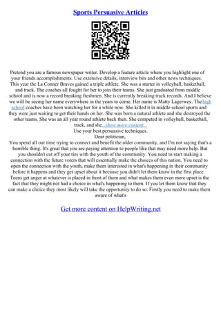 Sports Persuasive Essay | PDF