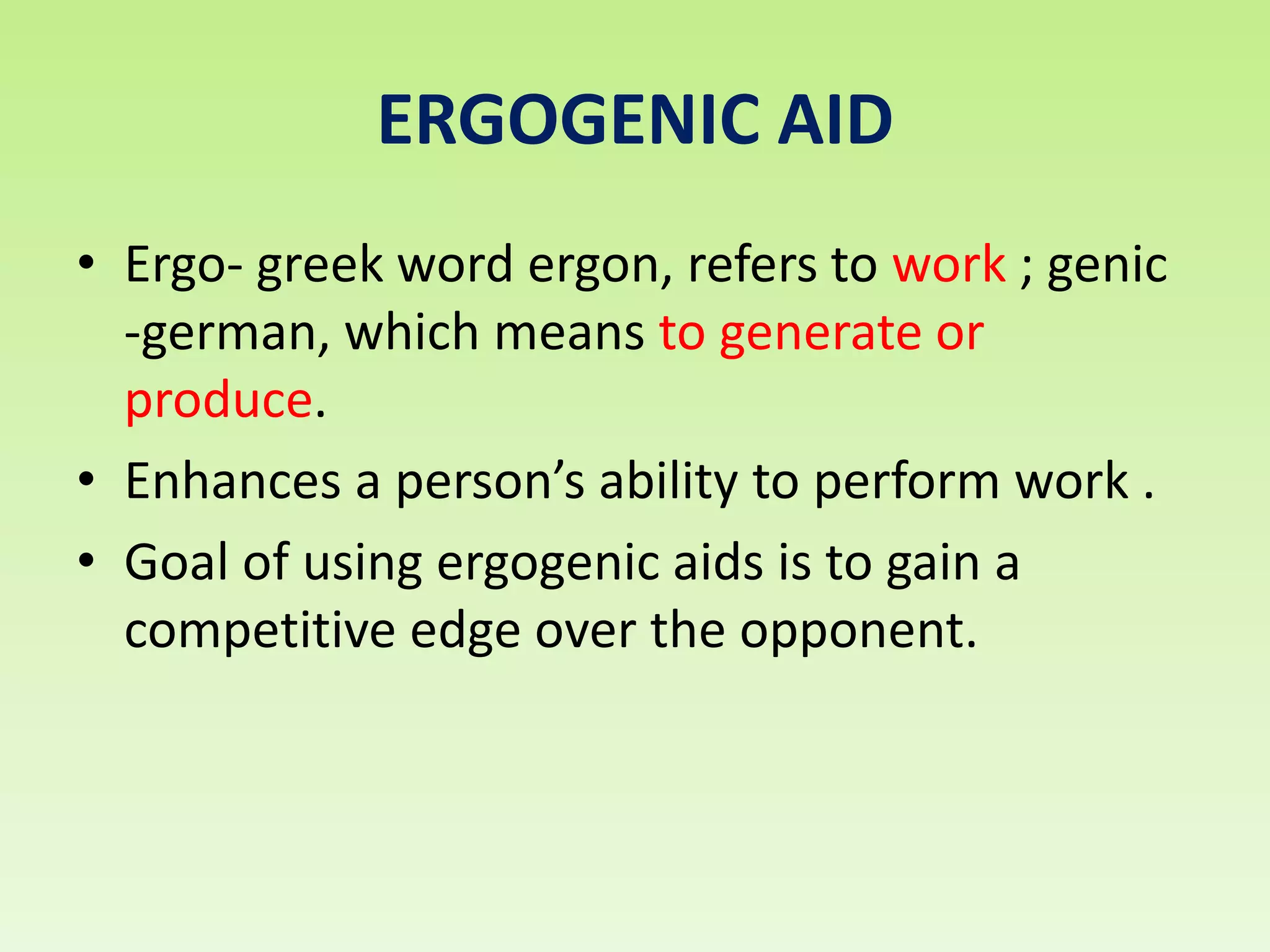 ERGOGENIC AIDS | PPTX