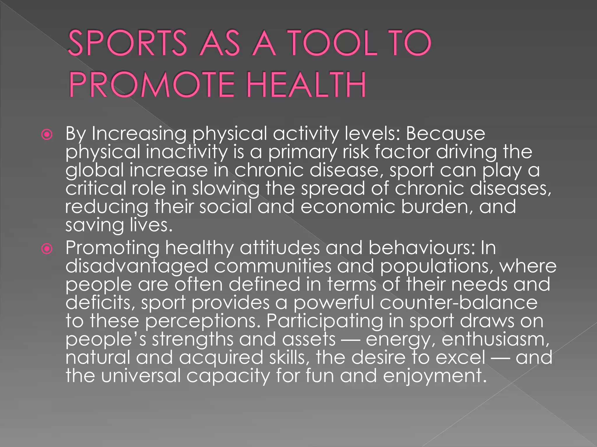 Sports promotes mental well being | PPT