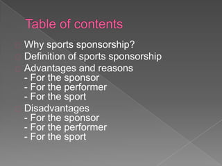 Sports sponsorship 3MKB | PPT