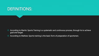 SPORTS TRAINING : Meaning, importance and Principles | PPTX