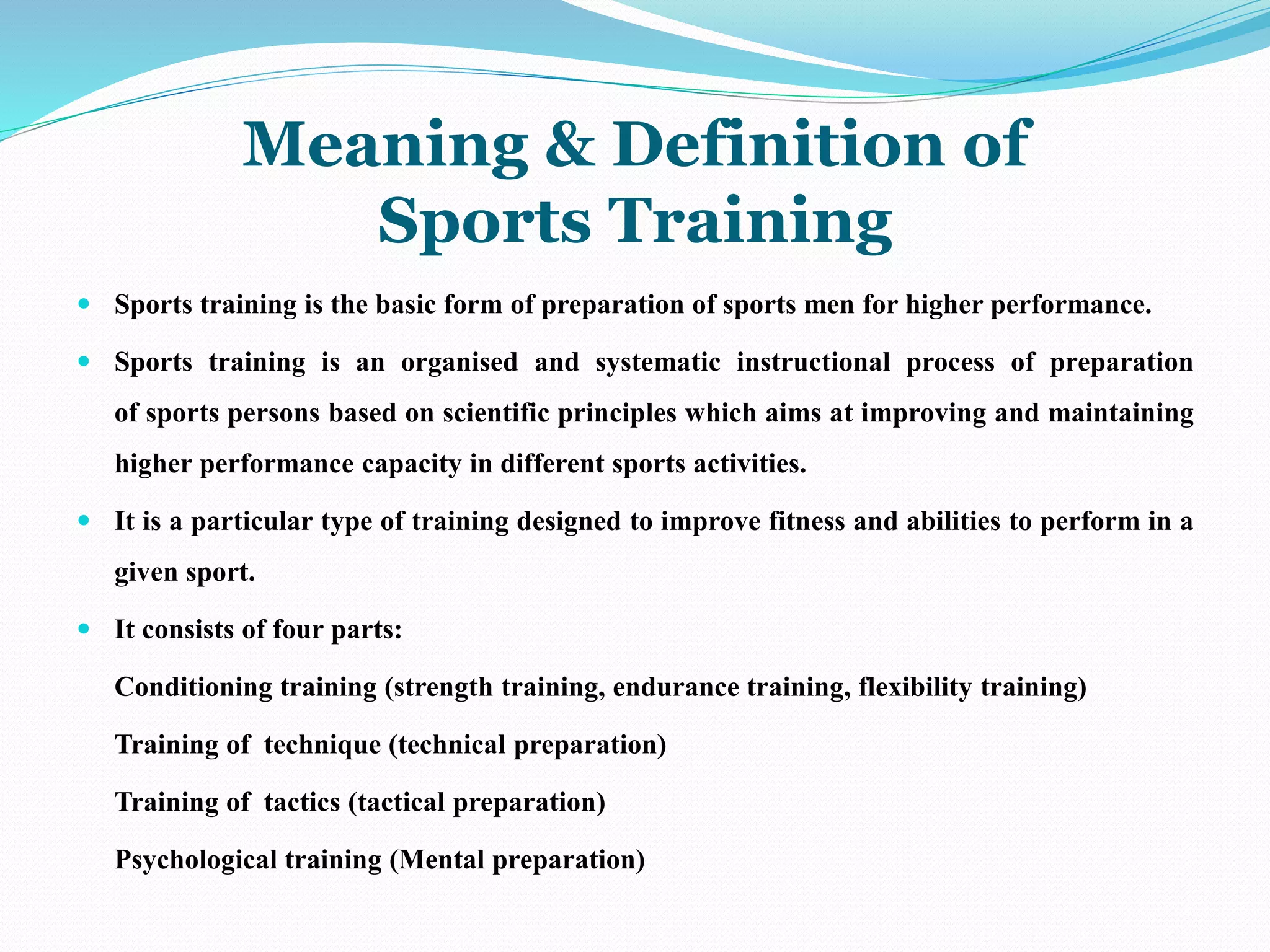 Aim, Objectives and Principles of Sports Training | PPTX