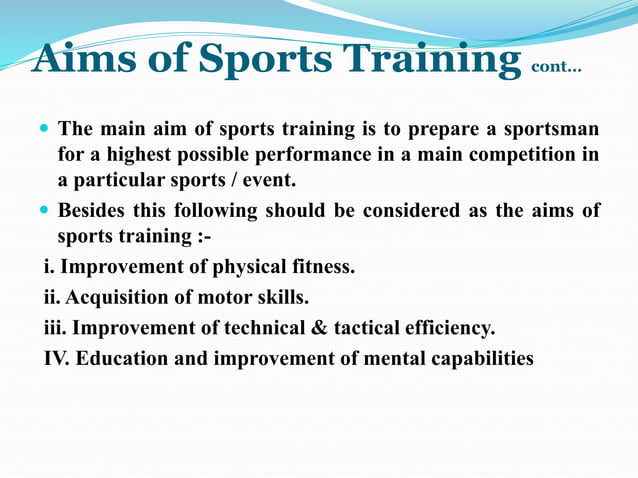Aim, Objectives and Principles of Sports Training | PPTX