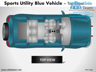 Sports utility blue vehicle top view powerpoint presentation slides. | PDF