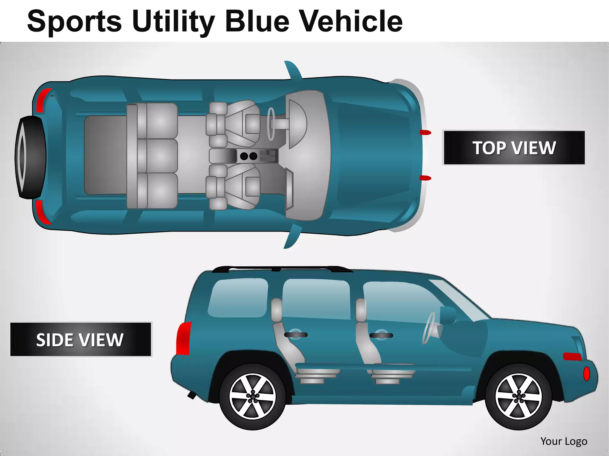 Sports utility blue vehicle top view powerpoint presentation templates ...