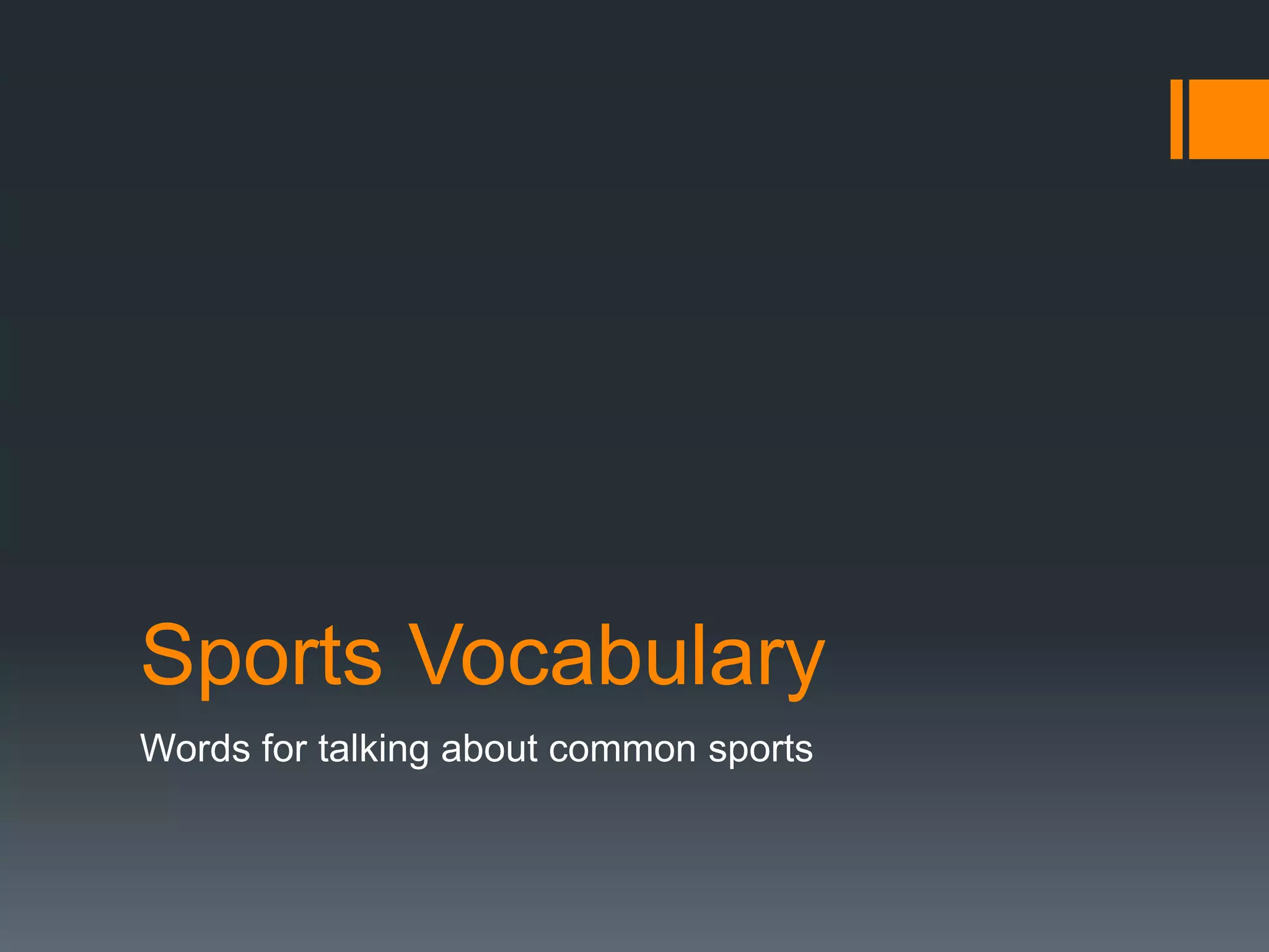 ESL Sports Vocabulary | PPTX