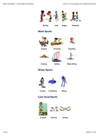 Sports vocabulary learn english vocabulary | PDF
