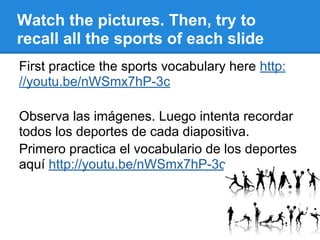 Sports vocabulary (memory game) | PDF