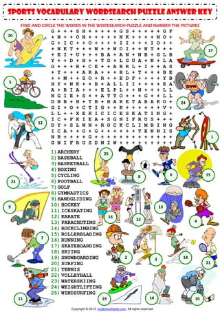 Sports vocabulary wordsearch puzzle worksheet | PDF