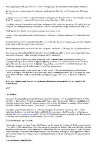 Sports writing | DOCX