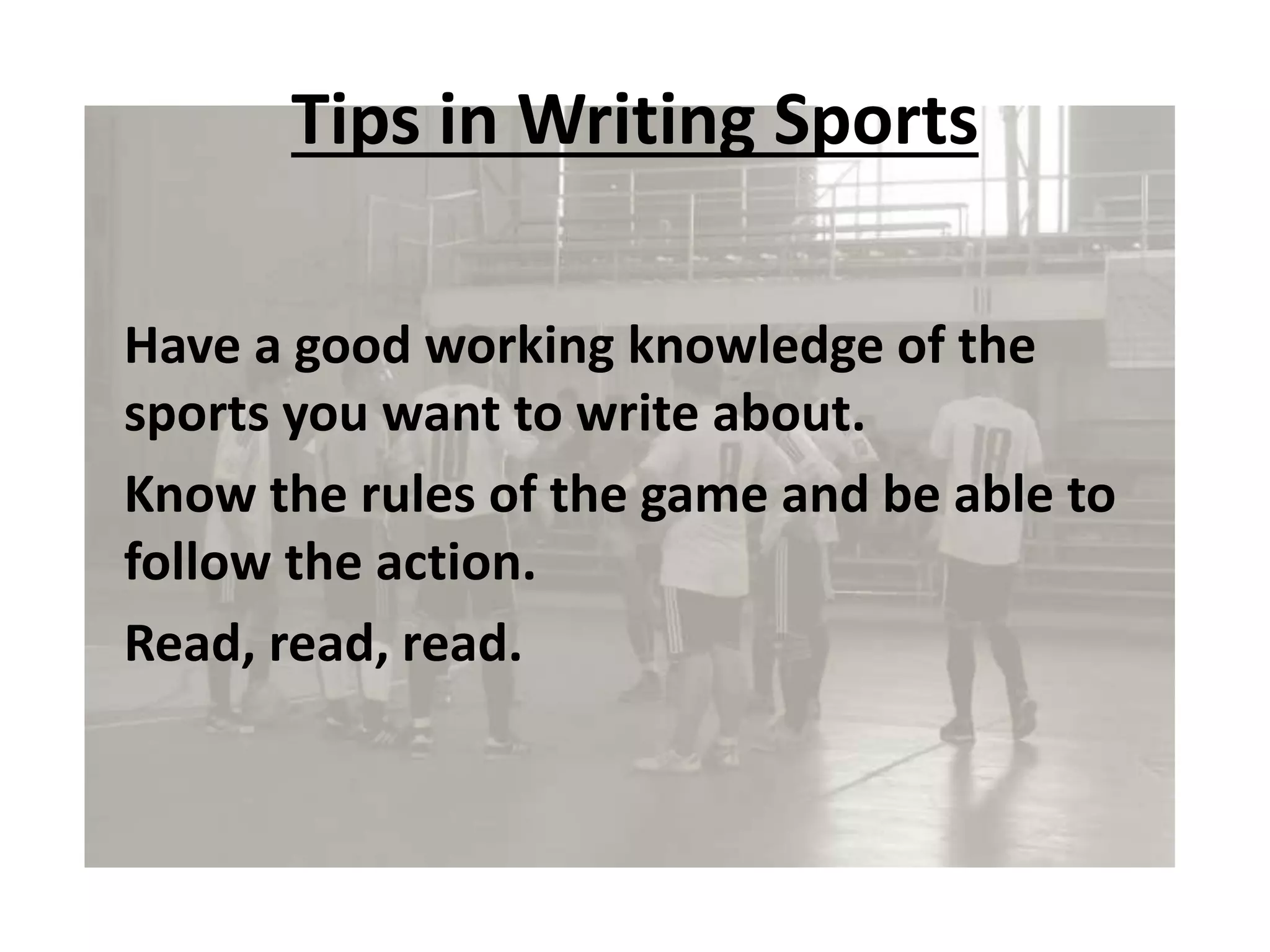 Sports writing | PPTX