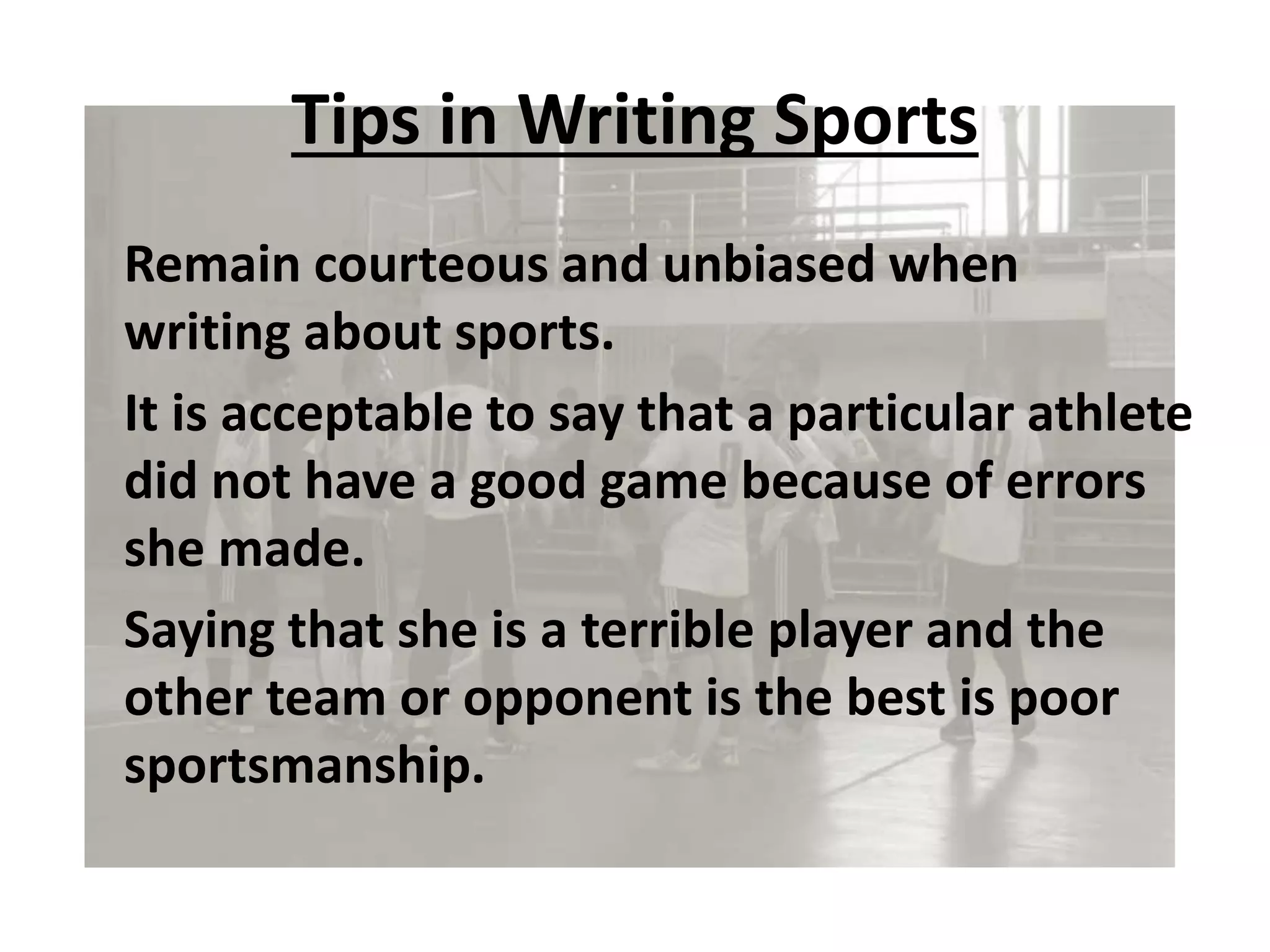 Sports writing | PPTX