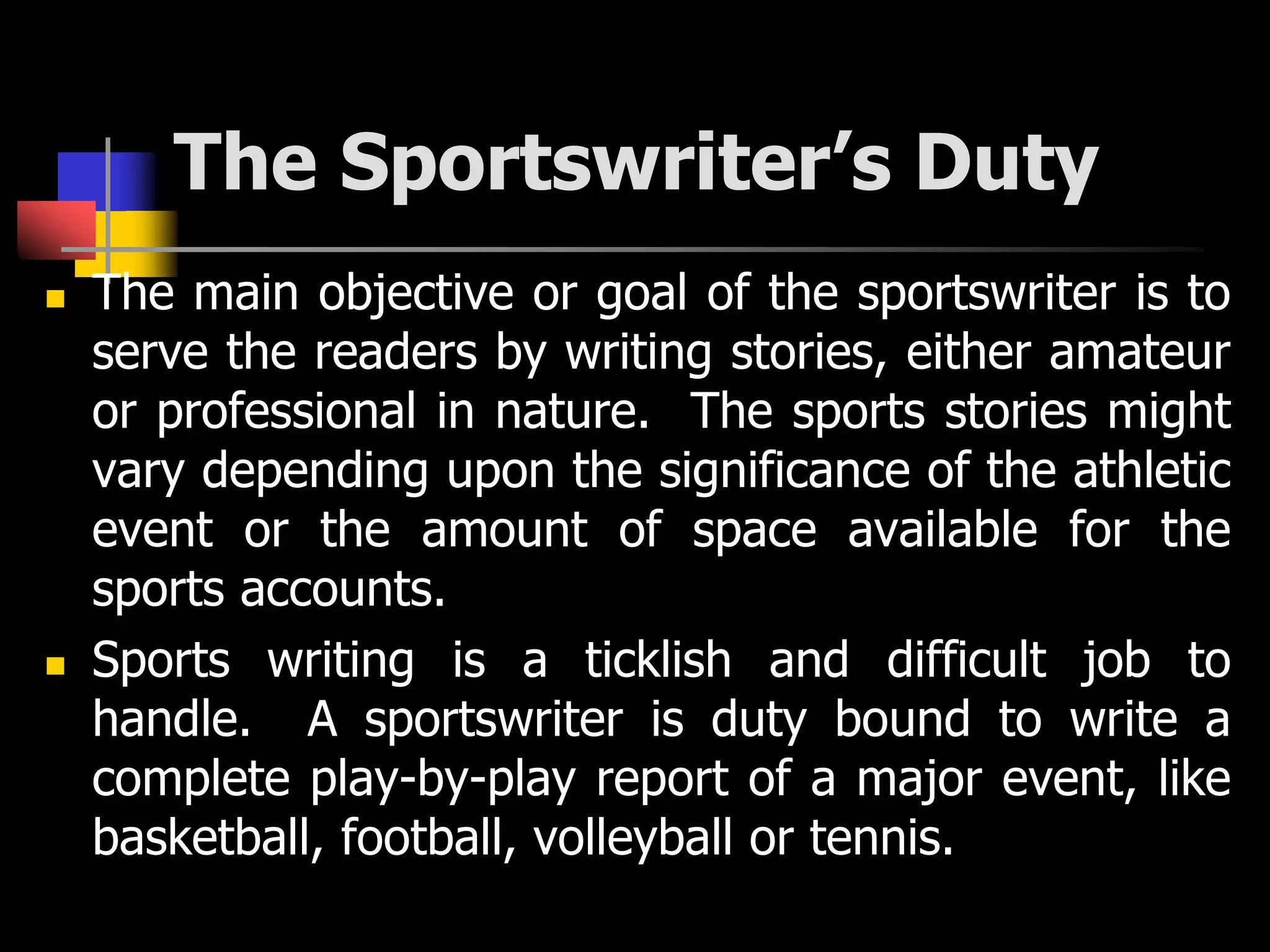 Sports writing | PPTX