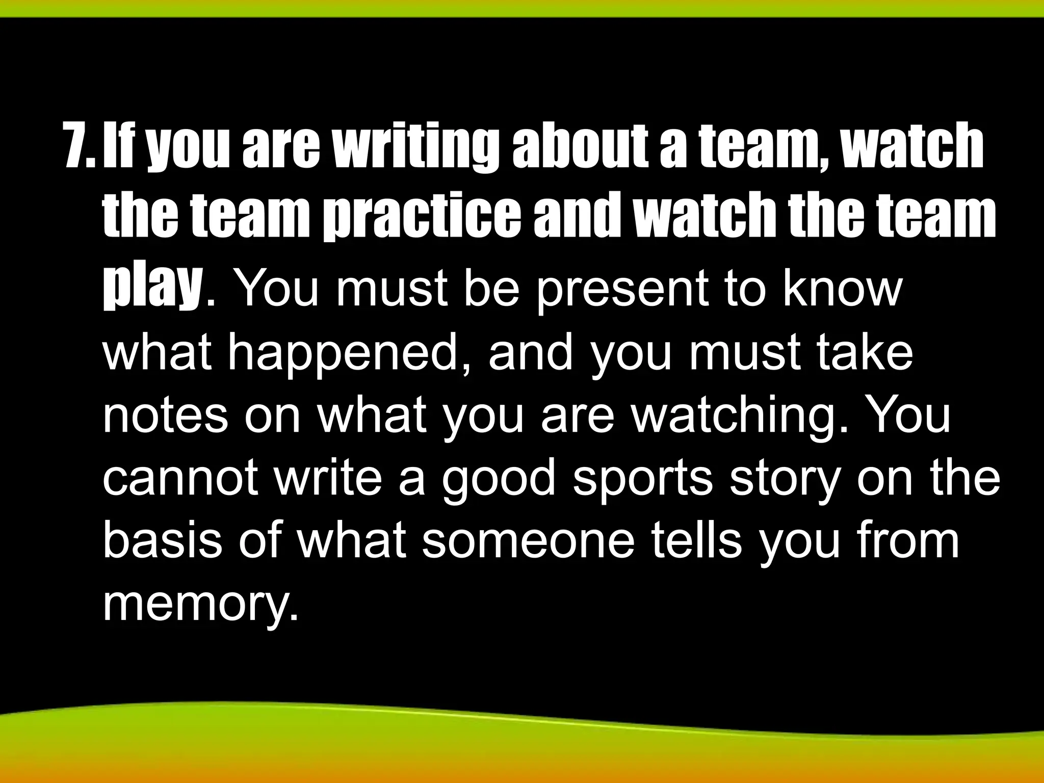 Sports Writing (Rules,Tips, Examples, etc) | PPT