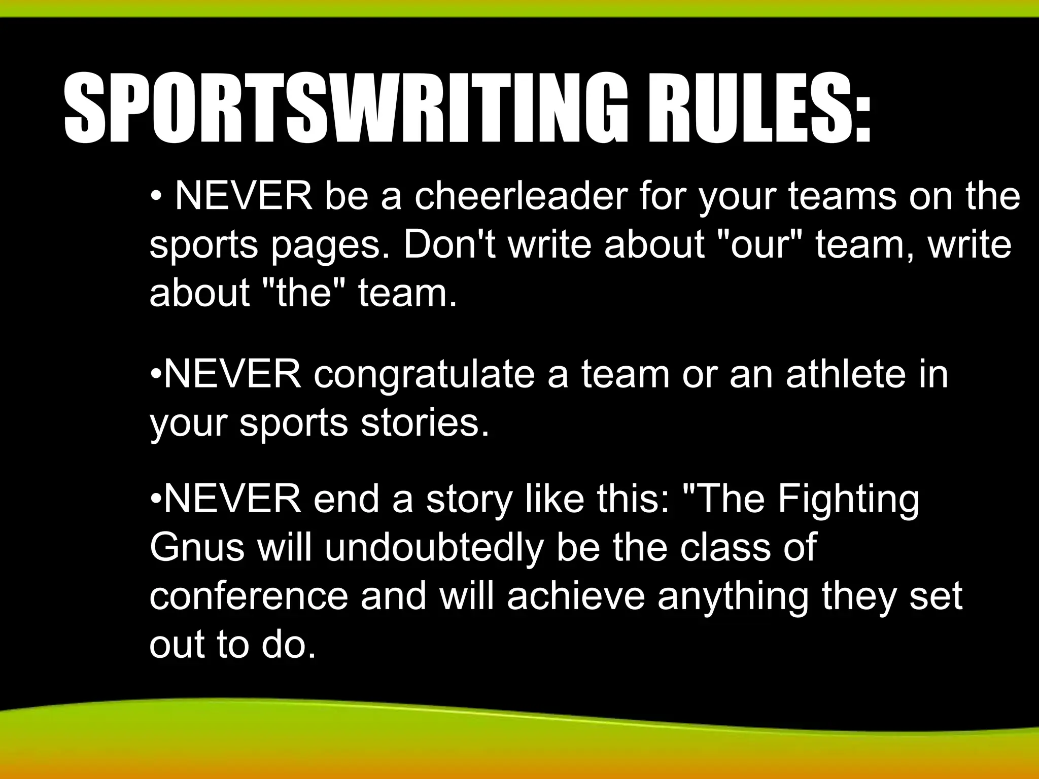 Sports Writing (Rules,Tips, Examples, etc) | PPT