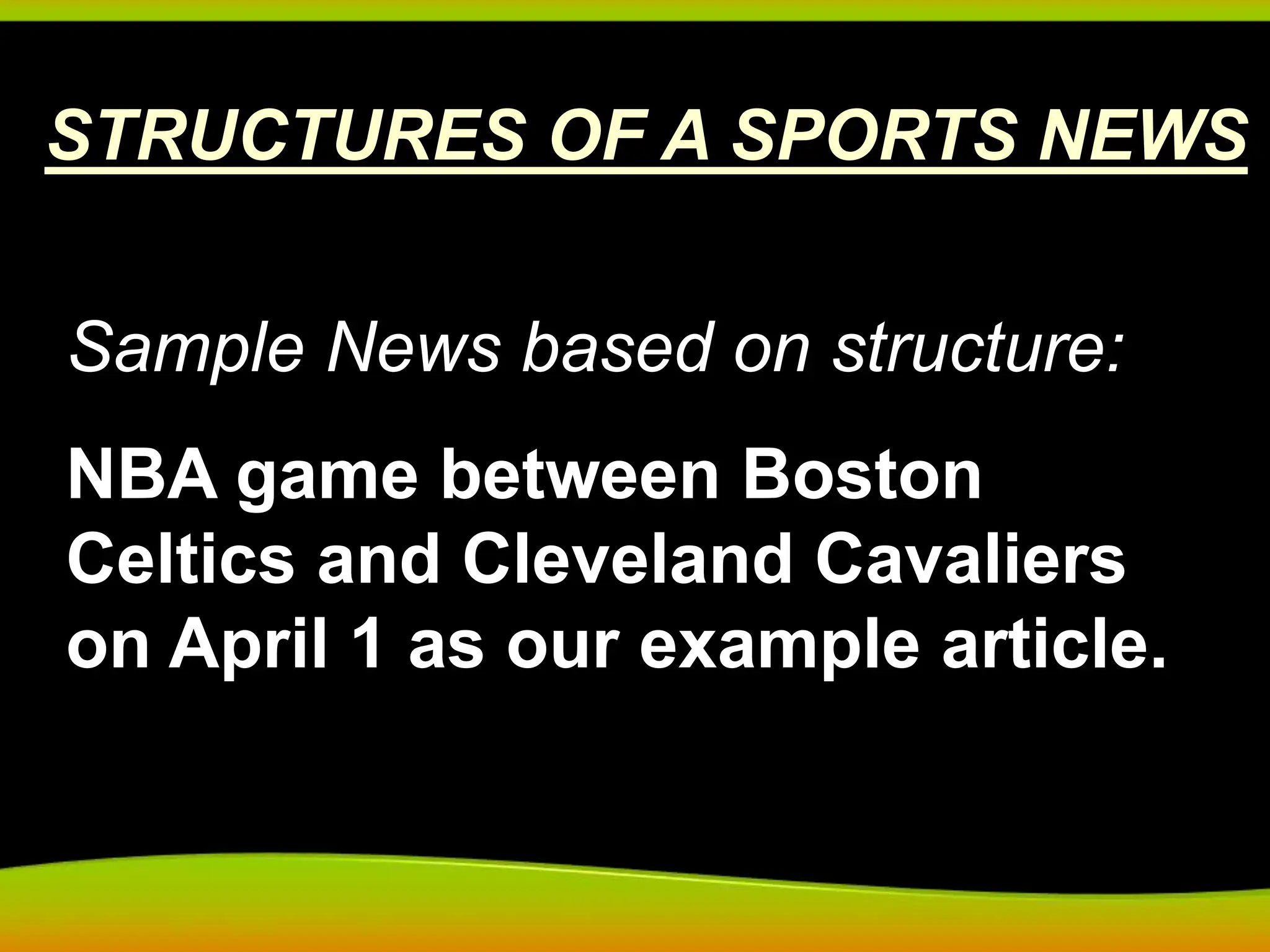 Sports Writing (Rules,Tips, Examples, etc) | PPT