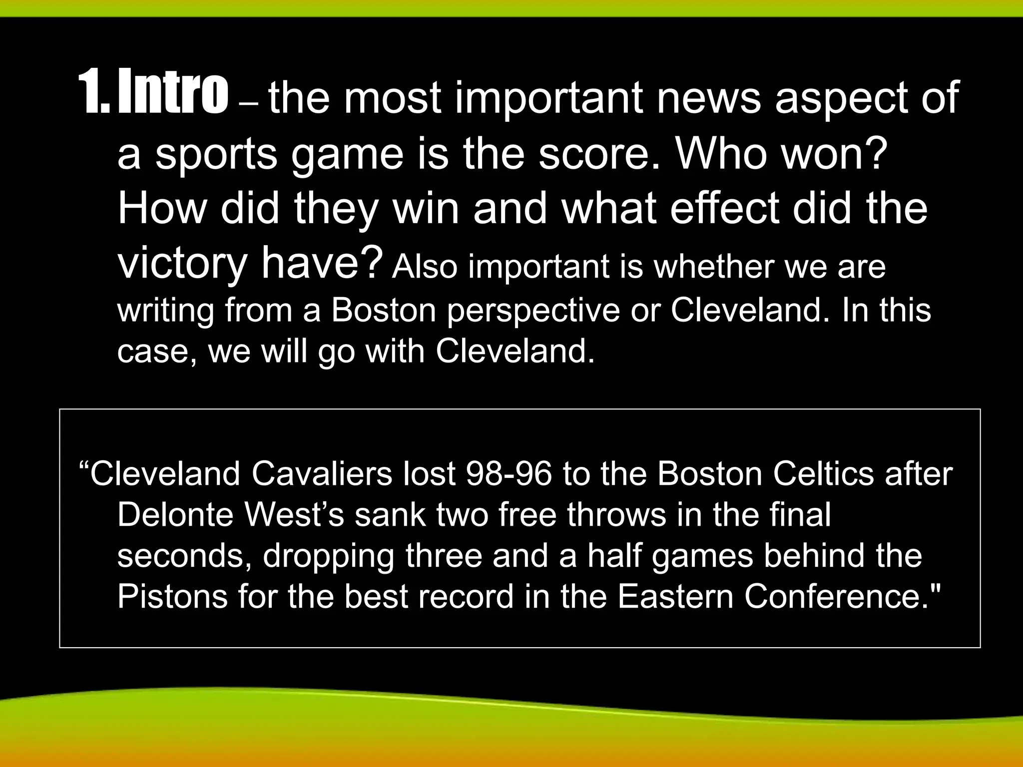 Sports Writing (Rules,Tips, Examples, etc) | PPT