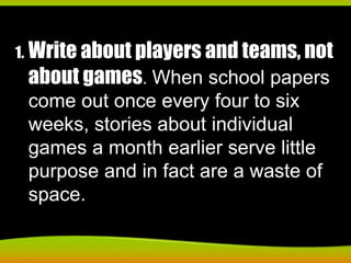 Sports Writing (Rules,Tips, Examples, etc) | PPT