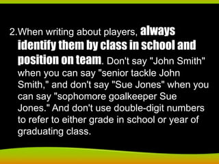 Sports Writing (Rules,Tips, Examples, etc) | PPT