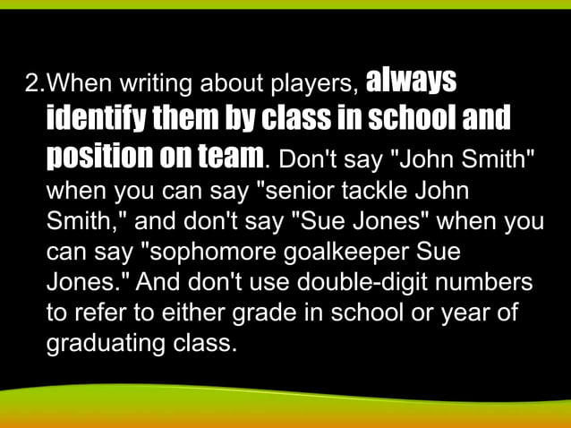 Sports Writing (Rules,Tips, Examples, etc) | PPT | Basketball | Sports