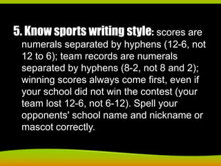 Sports Writing (Rules,Tips, Examples, etc) | PPT