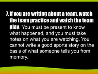 Sports Writing (Rules,Tips, Examples, etc) | PPT