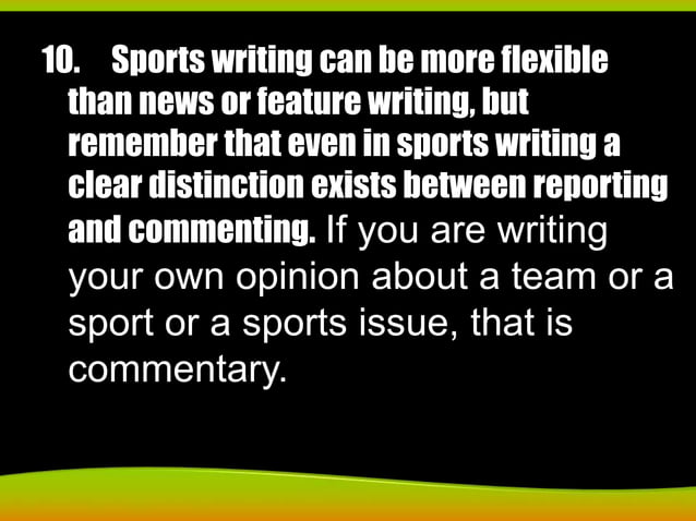 Sports Writing (Rules,Tips, Examples, etc) | PPT | Basketball | Sports