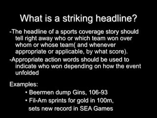 Sports Writing (Rules,Tips, Examples, etc) | PPT