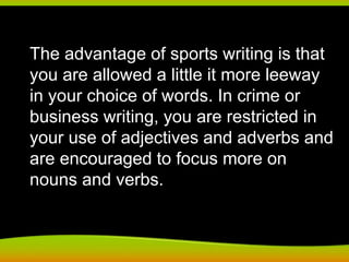 Sports Writing (Rules,Tips, Examples, etc) | PPT