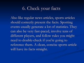 SPORTS WRITING TALK POWERPOINT PRESENTAT | PPT