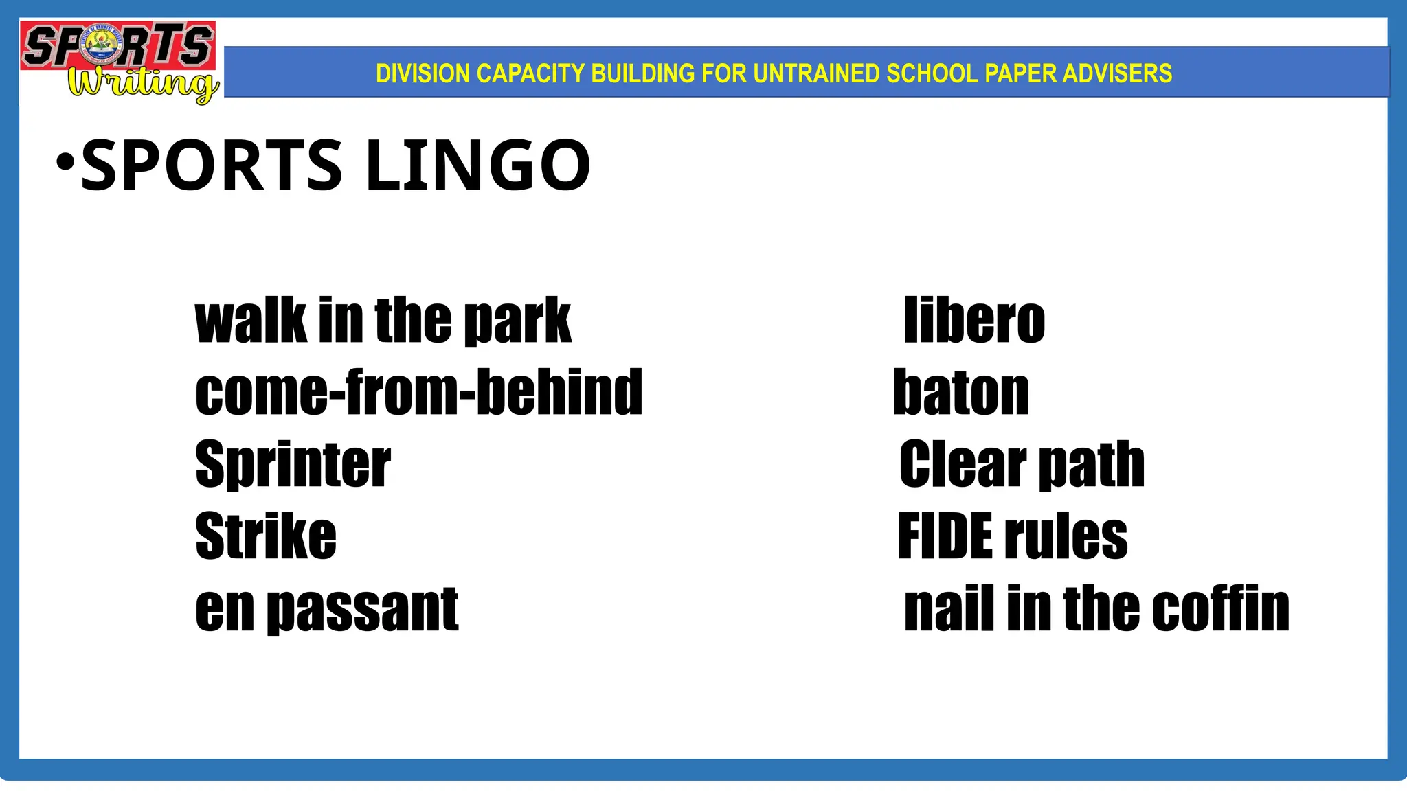 SPORTS WRITING Lesson and Activities for Campus Journalism | PPTX