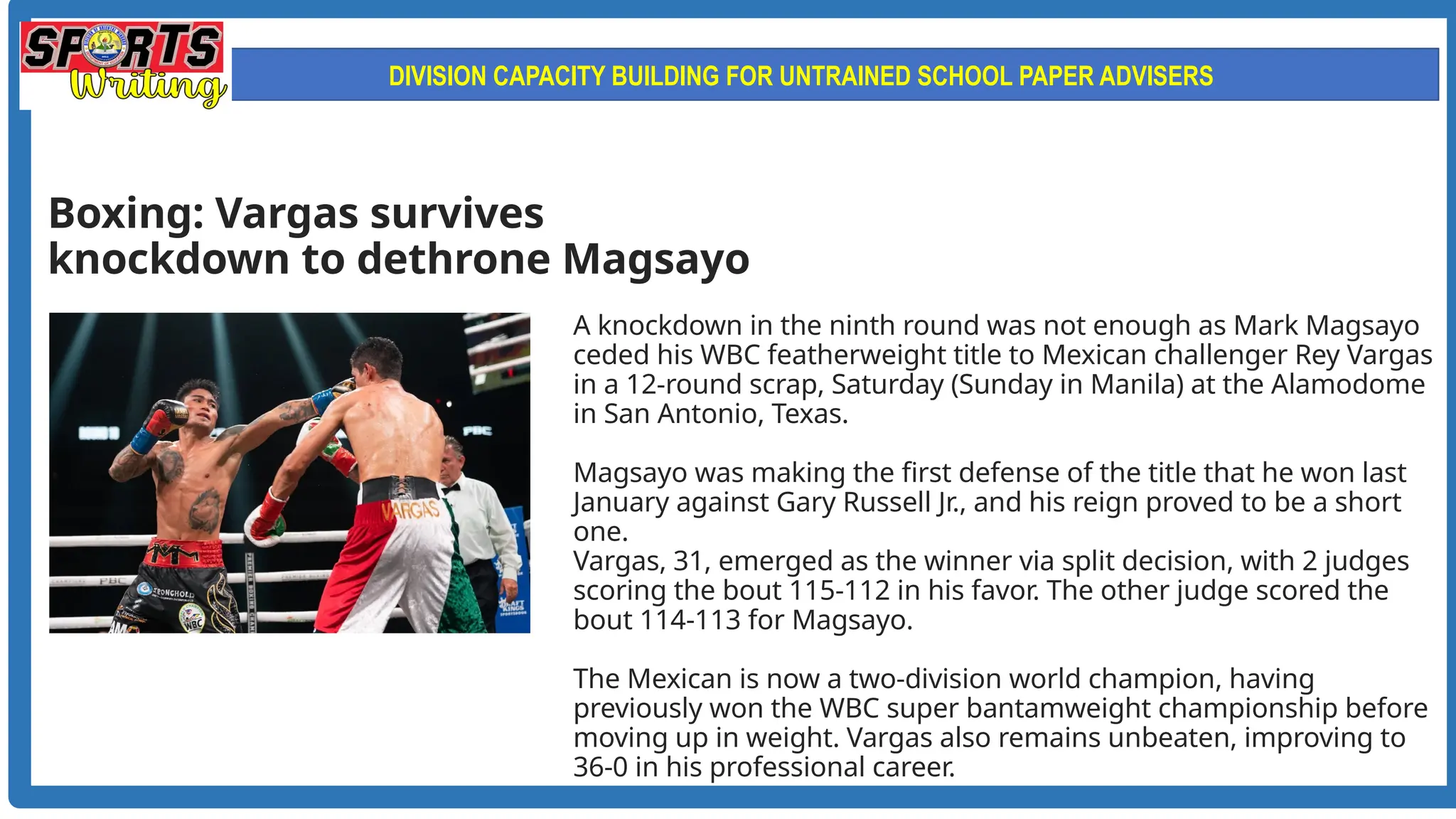 SPORTS WRITING Lesson and Activities for Campus Journalism | PPTX