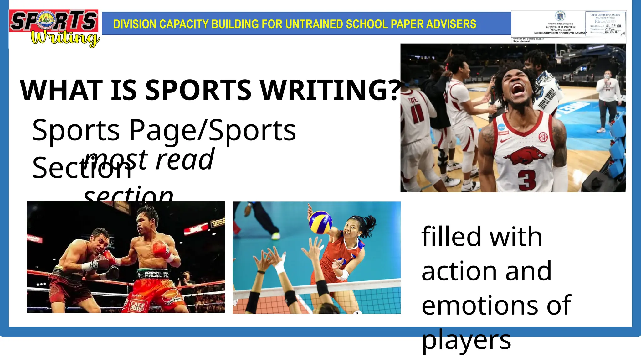 SPORTS WRITING Lesson and Activities for Campus Journalism | PPTX