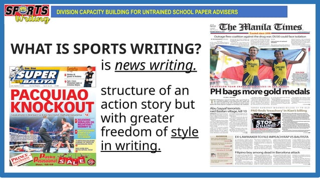 SPORTS WRITING Lesson and Activities for Campus Journalism | PPTX ...