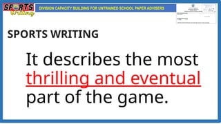 SPORTS WRITING Lesson and Activities for Campus Journalism | PPTX