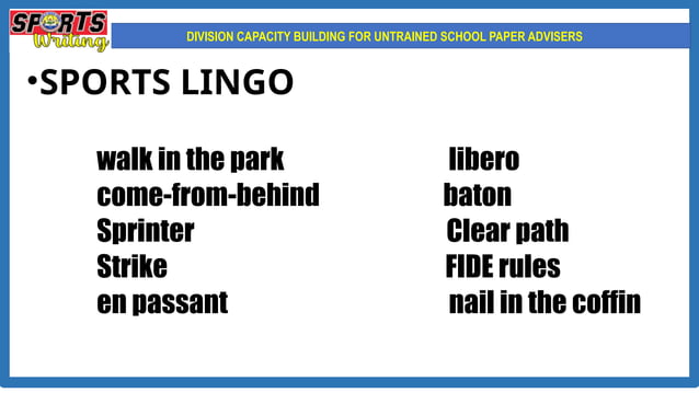 SPORTS WRITING Lesson and Activities for Campus Journalism | PPTX ...