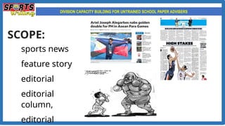 SPORTS WRITING Lesson and Activities for Campus Journalism | PPTX